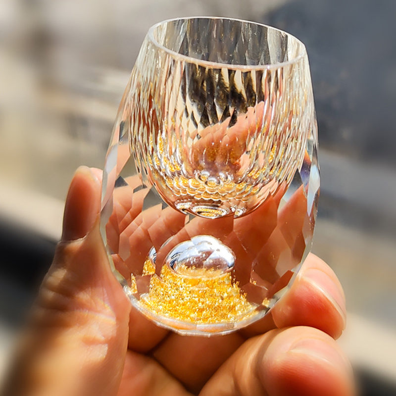 Ly uống rượu nhỏ bộ 6 chén mắt trâu uống rượu hình trụ đế cao lịch lãm ...